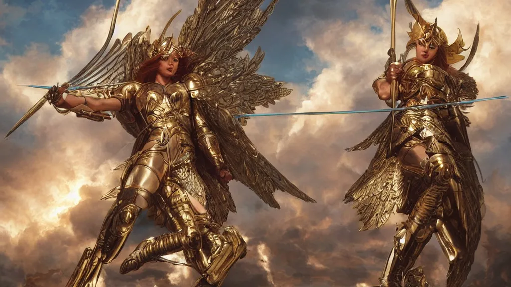 a male valkyrie knight wearing golden armor and a | Stable Diffusion