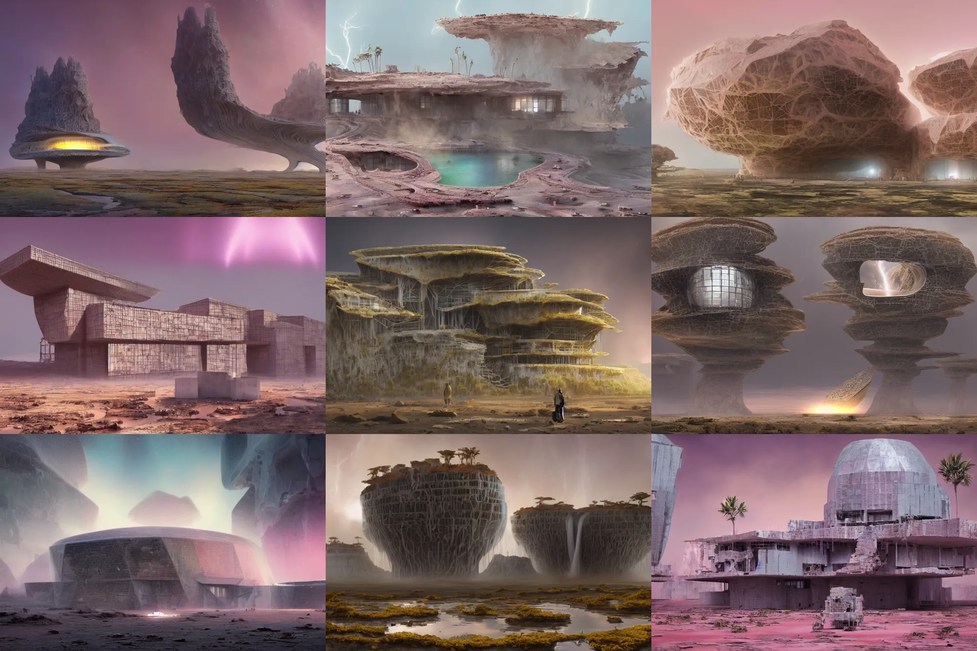 cybertecture egg office building on danakil depression | Stable Diffusion