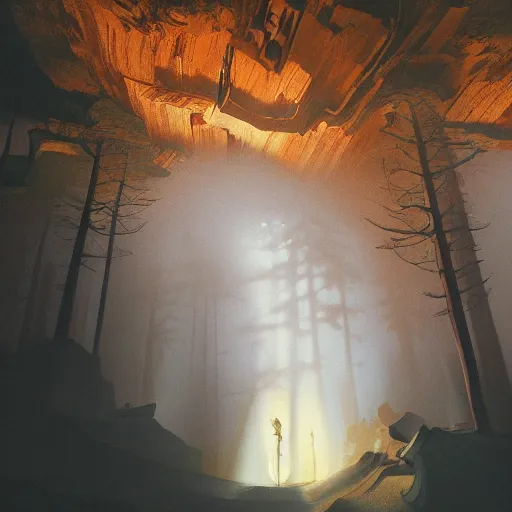 clockwork night shadows and geometric light, forest, | Stable Diffusion