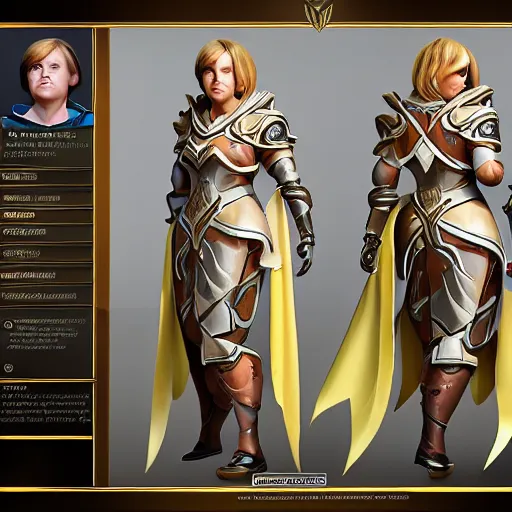 character sheet of angela merkel as leage of legend | Stable Diffusion | OpenArt