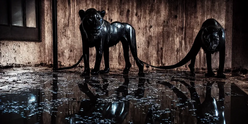 the black lioness made of tar, dripping tar, dripping | Stable ...