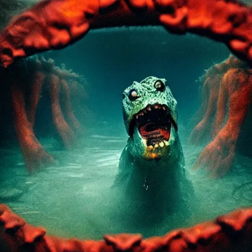 underwater closeup of a satanic sea monster in the | Stable Diffusion