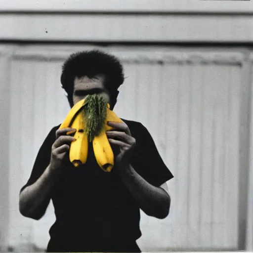 photo of a man with bananas sticking out of his face, | Stable ...
