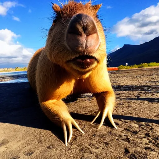 super ultra happy capybara smiling at camera while | Stable Diffusion | OpenArt