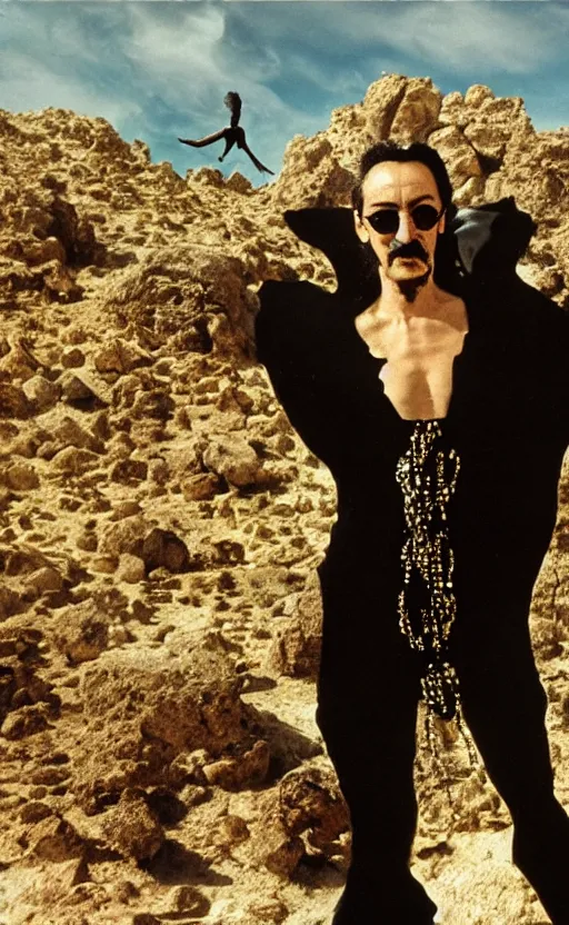 salvador dali wearing a black costume with jewels in a | Stable ...