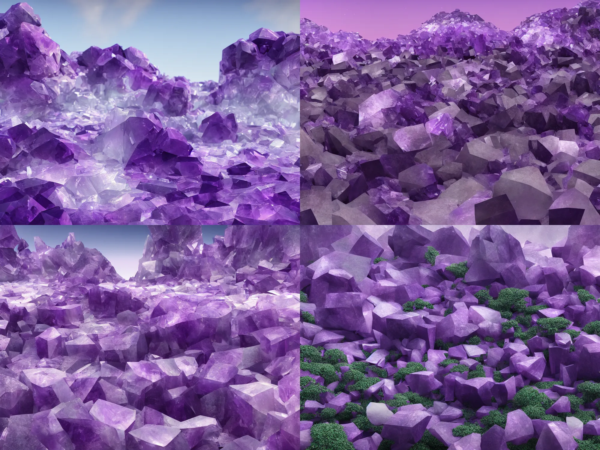amethyst crystal landscape, wide angle, Octane Render | Stable Diffusion | OpenArt