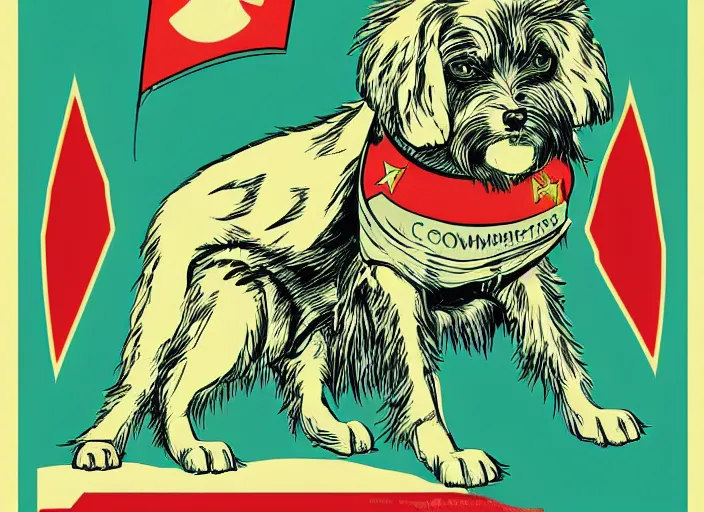 communist propaganda poster dog by moebius, vector | Stable Diffusion ...