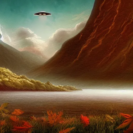 a cinematic painting of an alien spaceship landing in | Stable ...