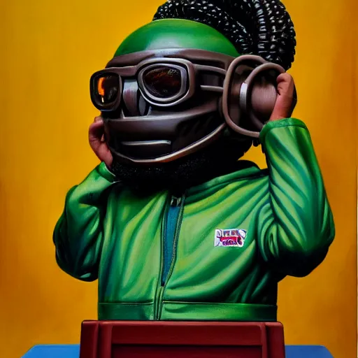 beautiful lifelike painting of mf doom holding the mic | Stable ...