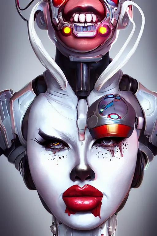 a cyborg clown with runny makeup in the metaverse by | Stable Diffusion ...