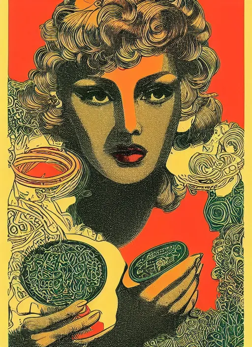 A wandering mind, screen print, art by Chuck Sperry, | Stable Diffusion ...