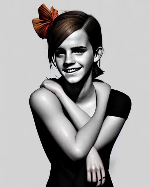 beautiful full body Emma Watson smiling illustration | Stable Diffusion ...