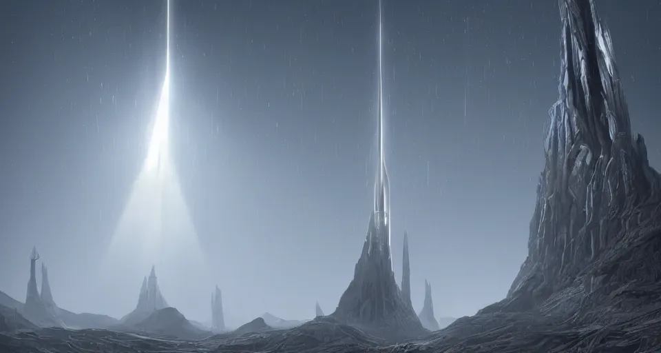 an immense alien industrial spire stretches thousands | Stable ...
