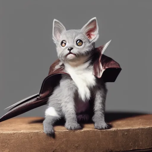 photo of bat kitten wearing jacket cowboy, 8k, octane | Stable ...