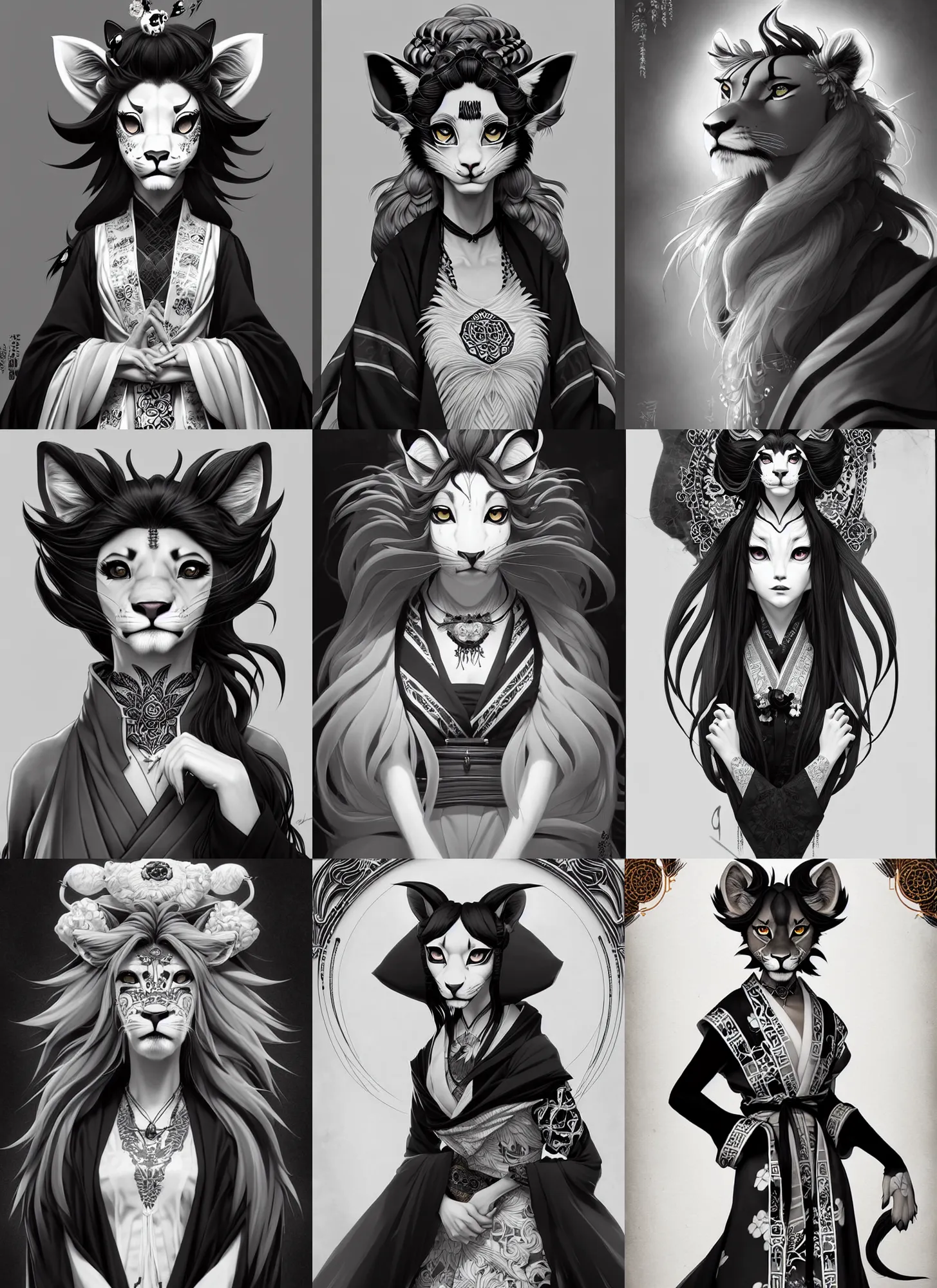 beautiful portrait of a female anthropomorphic lioness | Stable ...