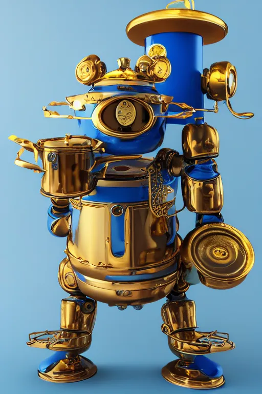 portrait photo of a giant golden and blue metal | Stable Diffusion ...
