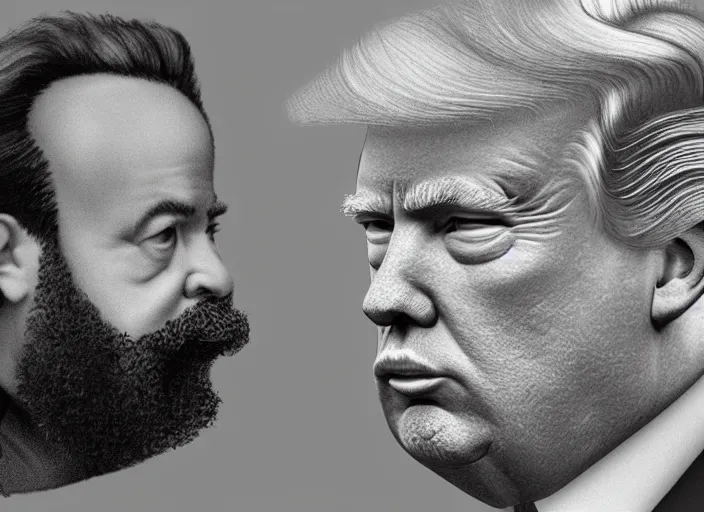 Donald Trump on the left and Karl Marx on the right, | Stable Diffusion ...