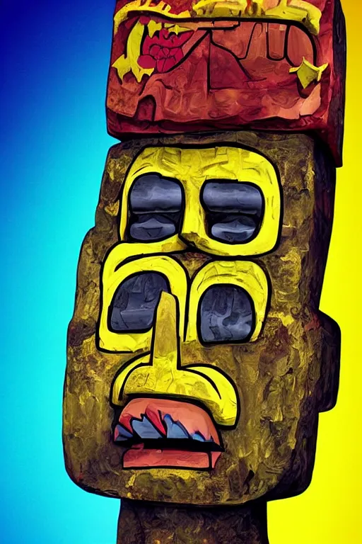 bill cipher moai statue popart slap face caricature | Stable Diffusion