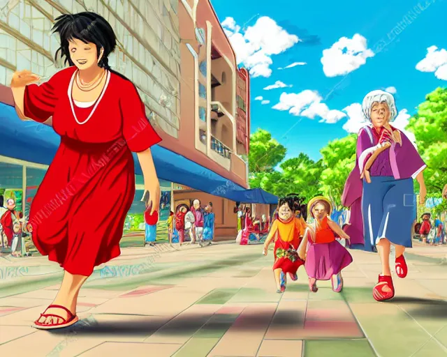 Hispanic Granny In A Red MuMu Throwing A Slide Sandal | Stable ...