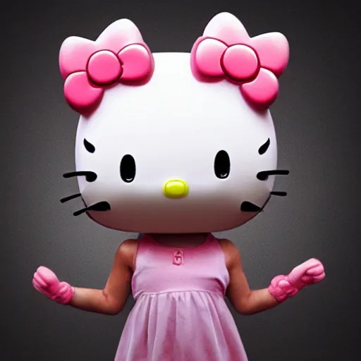 Muscular Hello Kitty potrait, Photorealistic, | Stable Diffusion