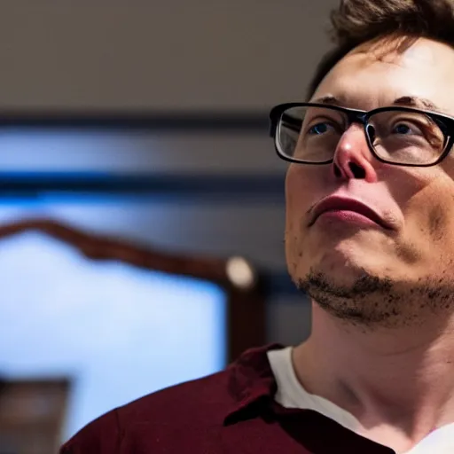 picture of elon musk wearing glasses watching tv while | Stable ...