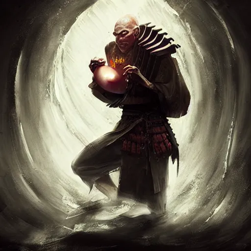 Giant beastly Samurai with an egg growing from his | Stable Diffusion