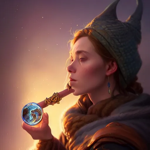 female, wizard, smoking pipe, glacier landscape, | Stable Diffusion ...