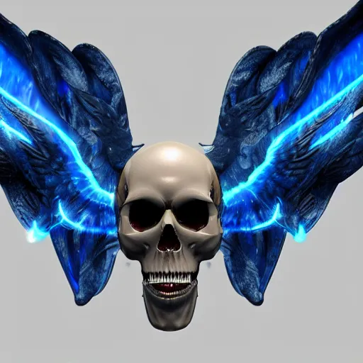 a skull lit with blue flames flying with wings, 8 k, | Stable Diffusion ...