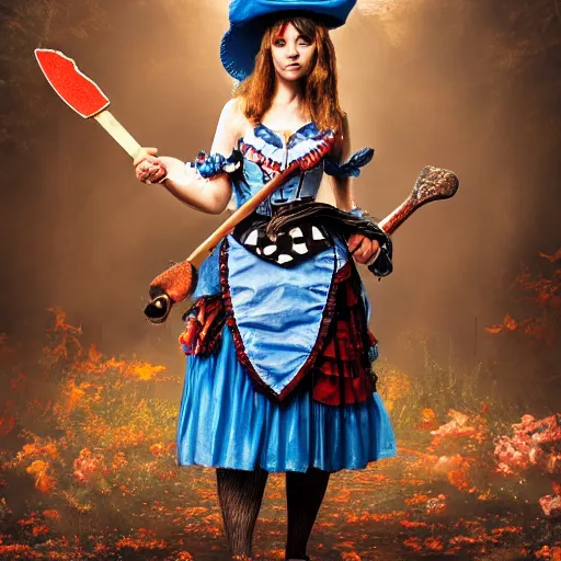 photo of a alice in wonderland warrior with an axe, | Stable Diffusion ...