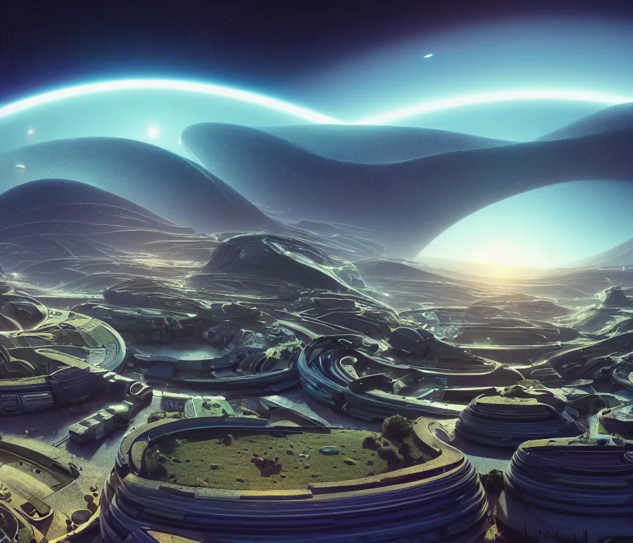 O'Neill cylinder colony Stanford torus, view of | Stable Diffusion