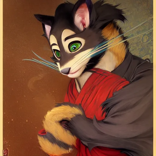 a portrait of a male splinter ninja in a red kimono in | Stable ...