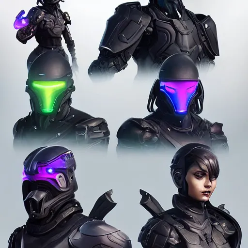 “Futuristic avatars, black armored, galactic symbols | Stable Diffusion ...