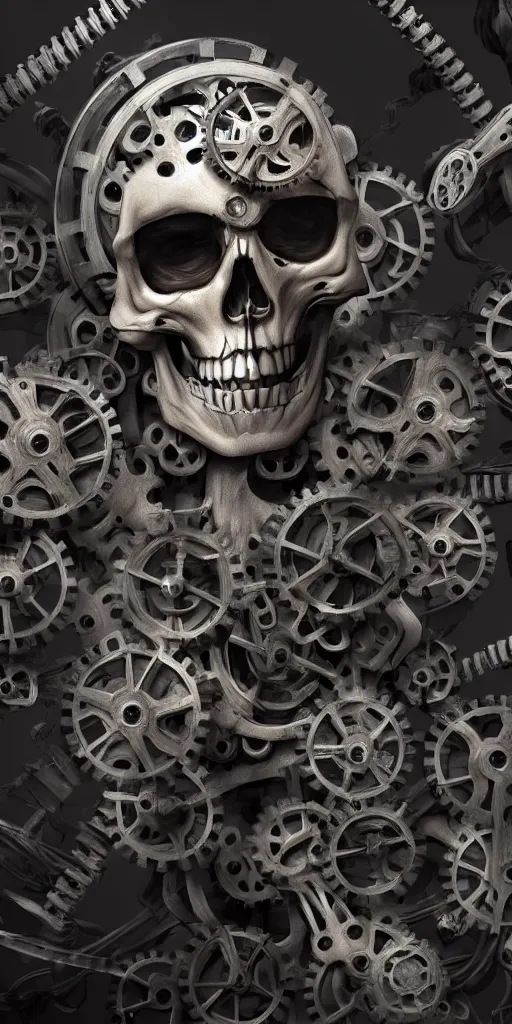 skull made of intricate clockwork mechanisms, cgsociety | Stable ...