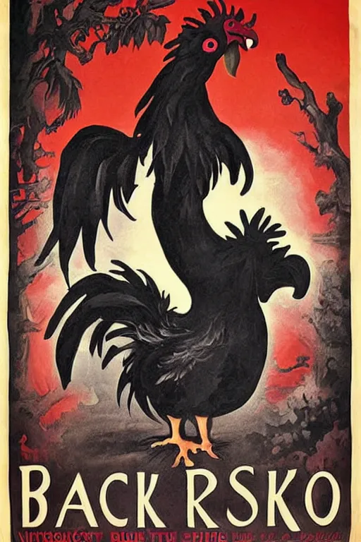 black rooster monster vintage kids horror movie poster | Stable ...