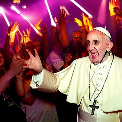 the pope of dope dancing at a rave party | Stable Diffusion