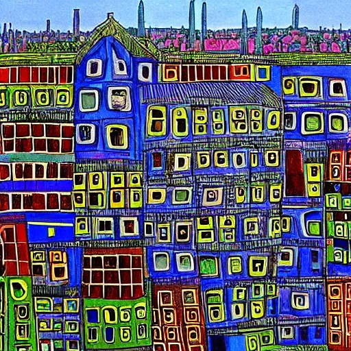 city view, by friedensreich hundertwasser | Stable Diffusion
