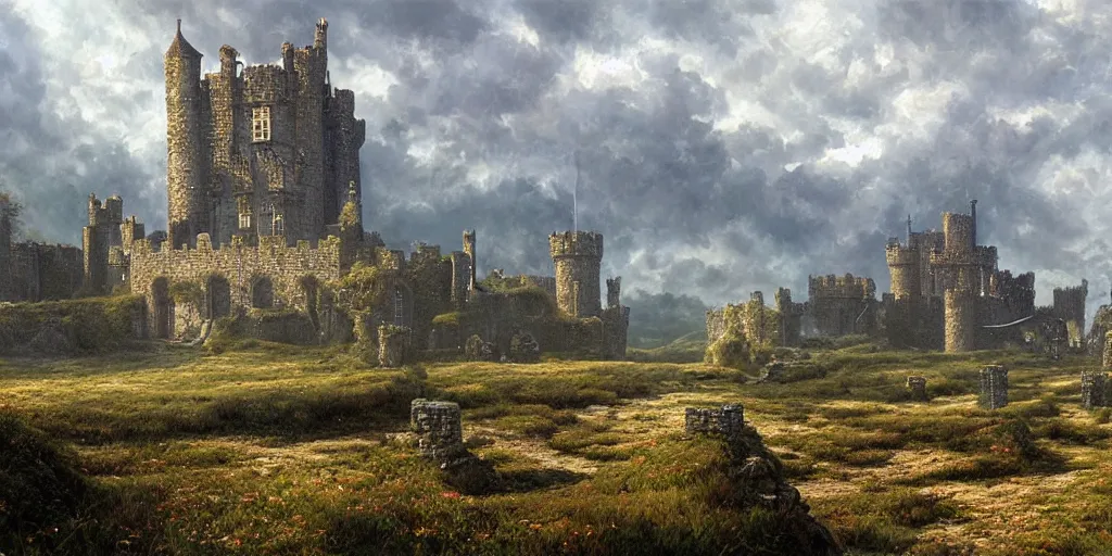 Fantastical open landscape by Ted Nasmith, sprawling | Stable Diffusion