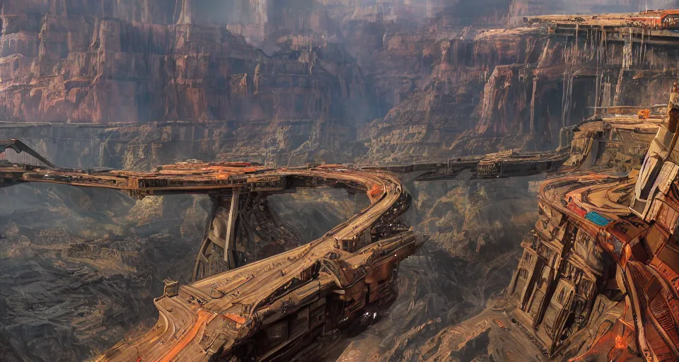 the view from a colossal bridge that spans a giant | Stable Diffusion ...