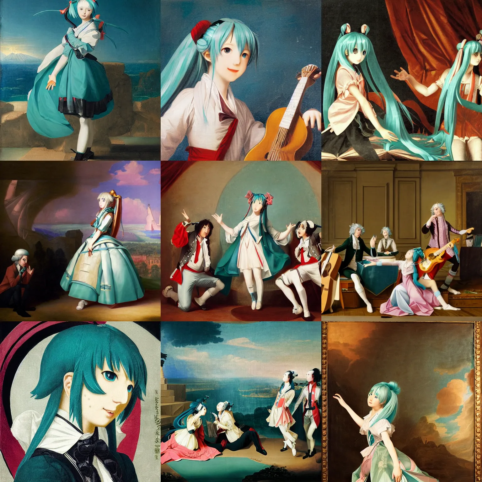 hatsune miku at the creation of america, 1790s oil | Stable Diffusion
