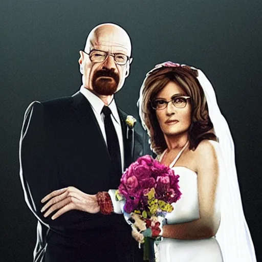 Walter White and Sarah Palin getting married, 8k, very | Stable Diffusion