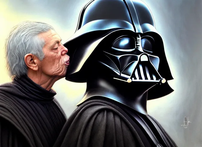portrait shot of darth vader and gandalf kissing, | Stable Diffusion ...