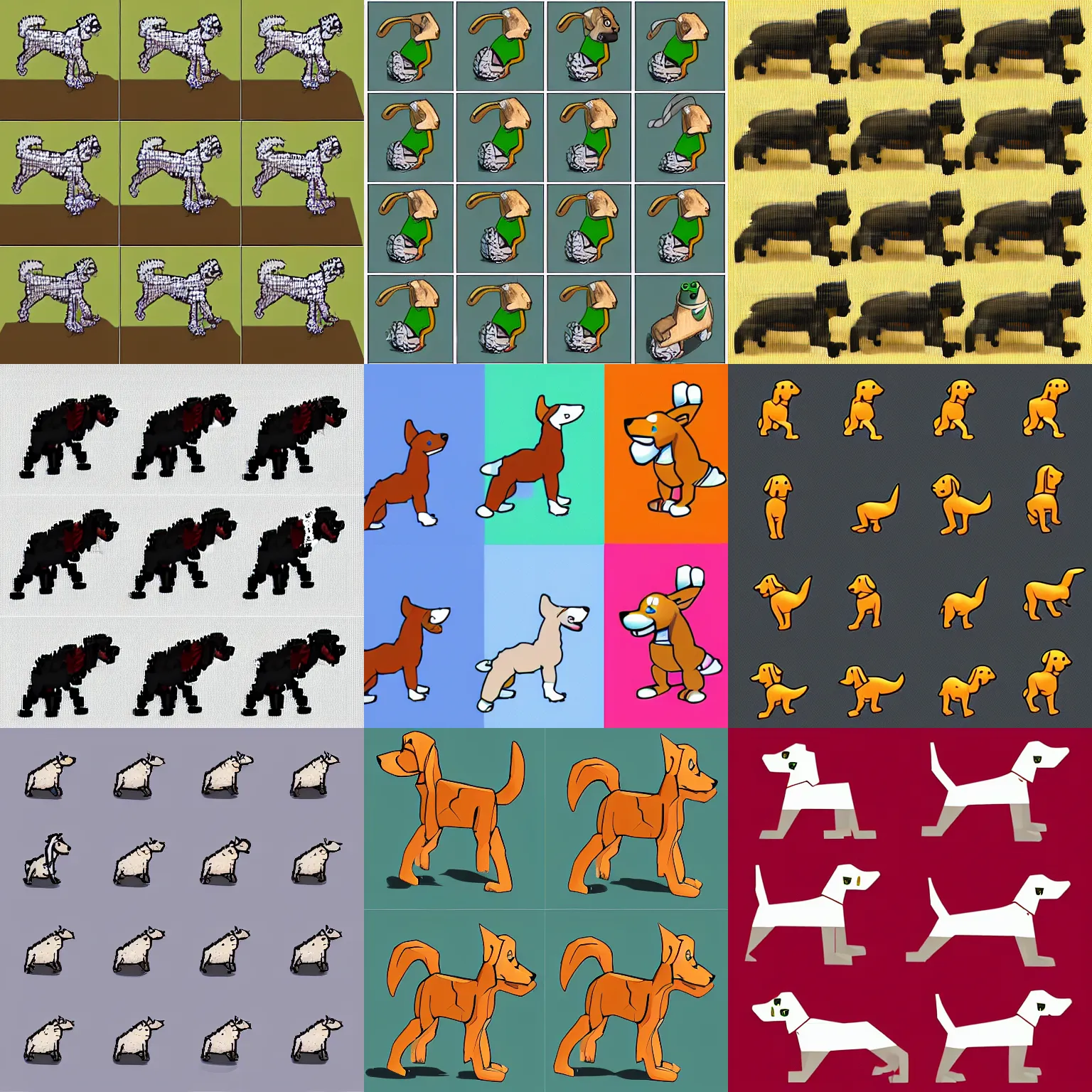 Run Cycle Of A Dog Sprite Sheet 1 6 X 1 6 Stylised Stable