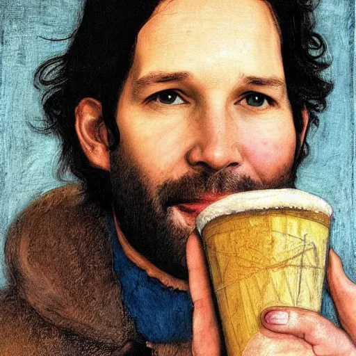 portrait of paul rudd enjoying a pint of ice cream, | Stable Diffusion ...