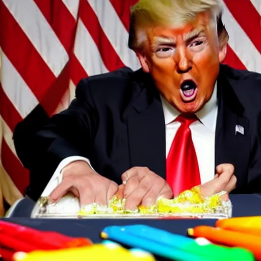 donald trump eating crayons, reuters news photo | Stable Diffusion ...