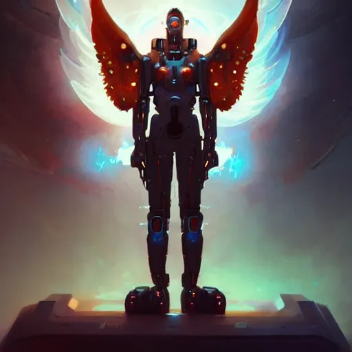 a portrait of a handsome cybernetic angel boy, | Stable Diffusion