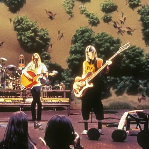 nirvana performing in front of baboons, studio ghibli, | Stable Diffusion