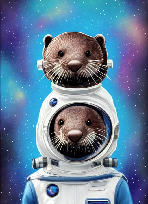 a beautiful portrait of a cute otter in a space suit, | Stable ...