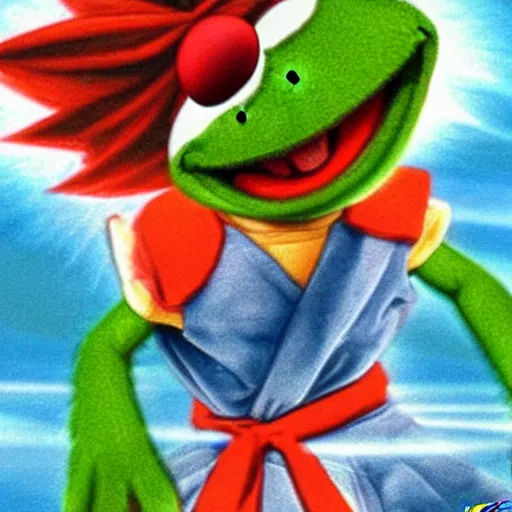 kermit the frog fighting goku, kermit the frog is | Stable Diffusion ...