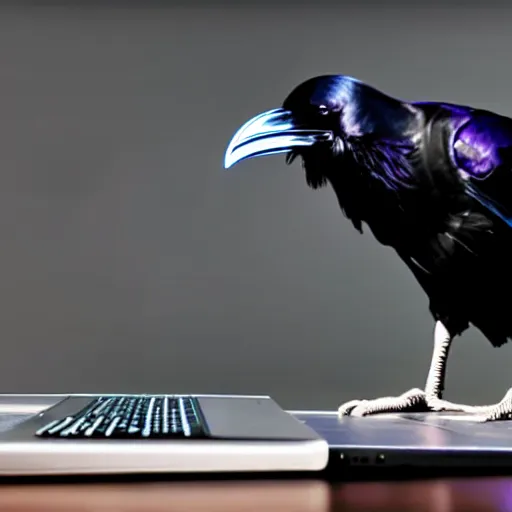 a still of a raven hacking a computer, led lights, | Stable Diffusion ...