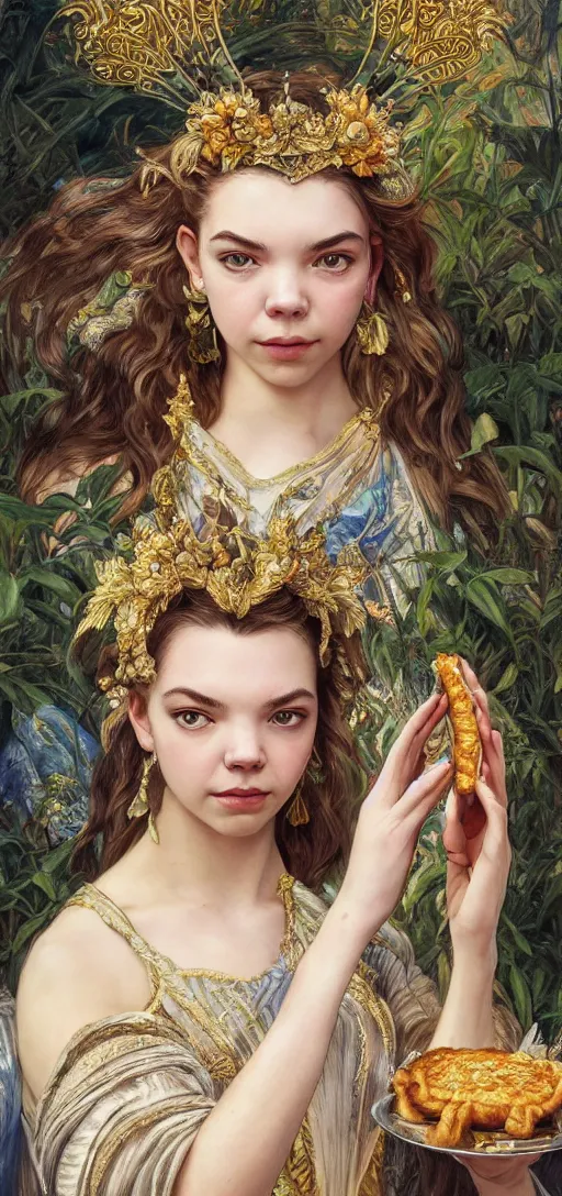 Anya Taylor Joy holding up an empanada with her hands | Stable ...